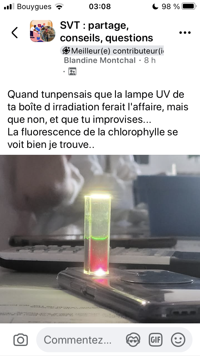 Photo chlorophylle lumière et rayon rouge – Innover en SVT